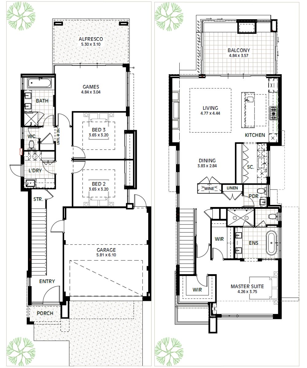 High-End Reverse Living Home Design On A Narrow Block